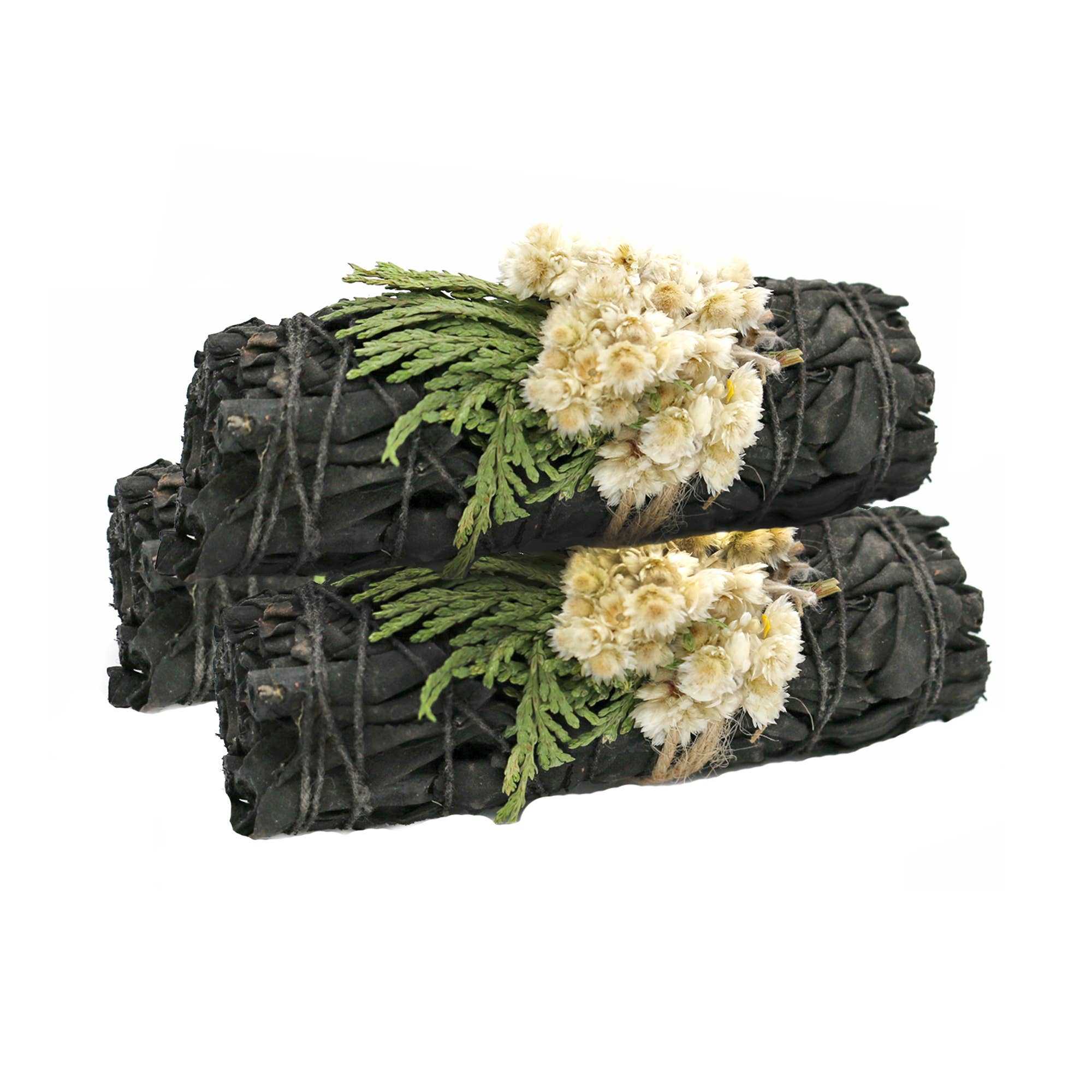 'Midnight Bloom' Floral White Sage Smudge Stick (4 in) – The Love Witch